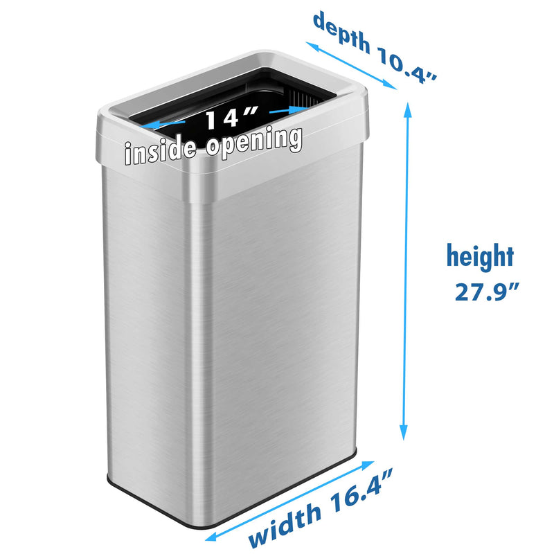 18 Gallon / 68 Liter Rectangular Open Top Trash Can – iTouchless ...