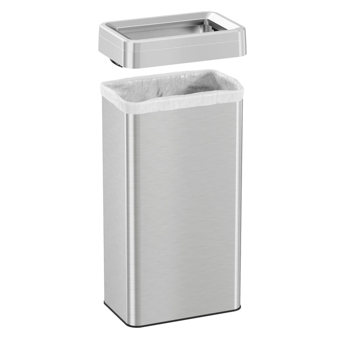 80 Liter / 21 Gallon Rectangular Open Top Stainless Steel Kitchen Tras ...
